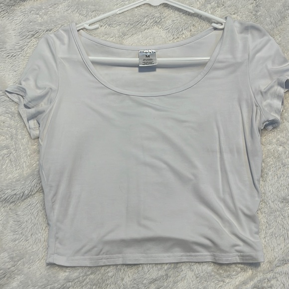 Tops | Simple White Crop Top Wide Neck Line Barely Worn | Poshmark